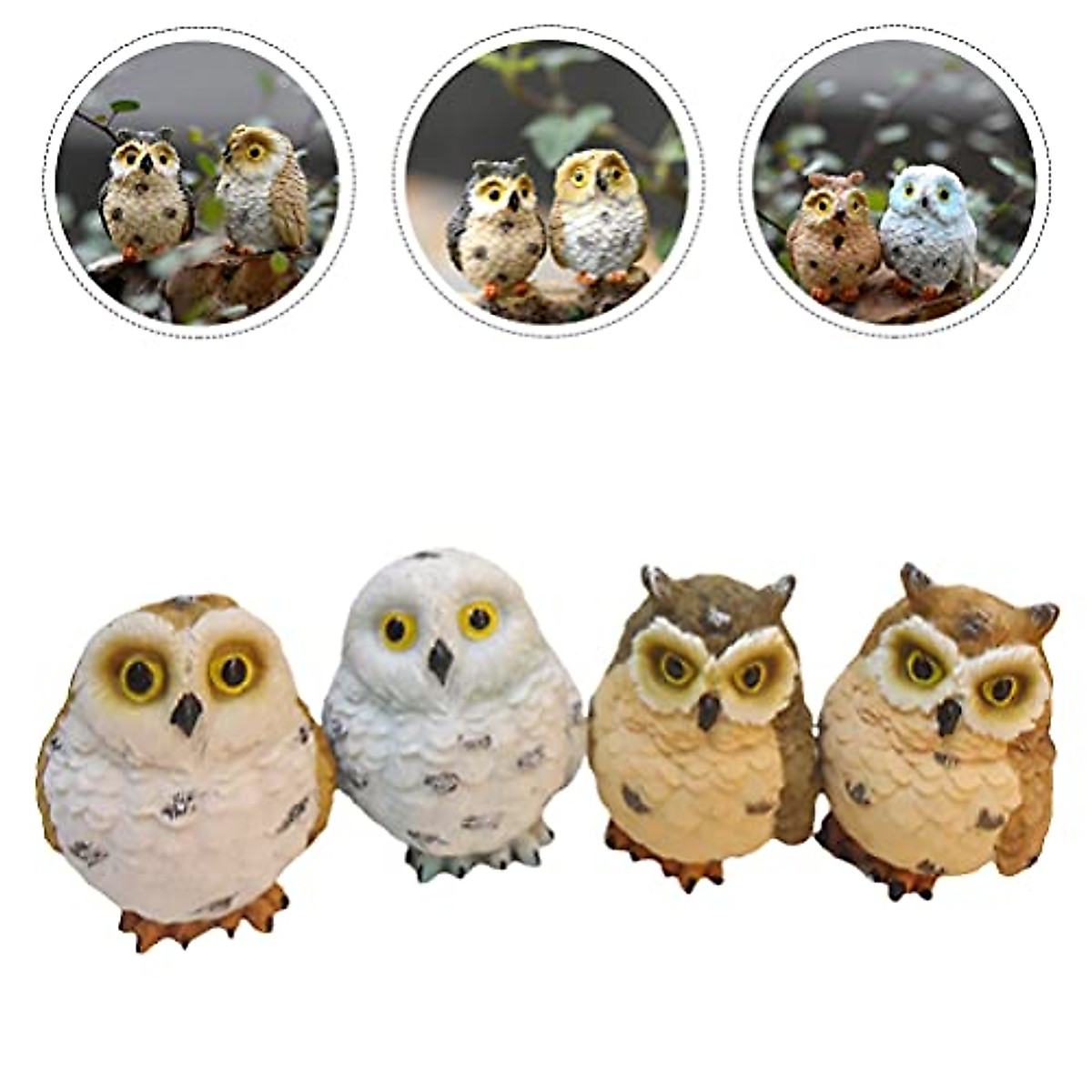 BESPORTBLE 4pcs Owl Decoration Micro Landscape Owl Resin Owl Figurine Owl Figurines Outdoor Planters Decorative Owl Outdoor Gift Outside Planters Resin Animal Ornament Mini Miss Dashboard