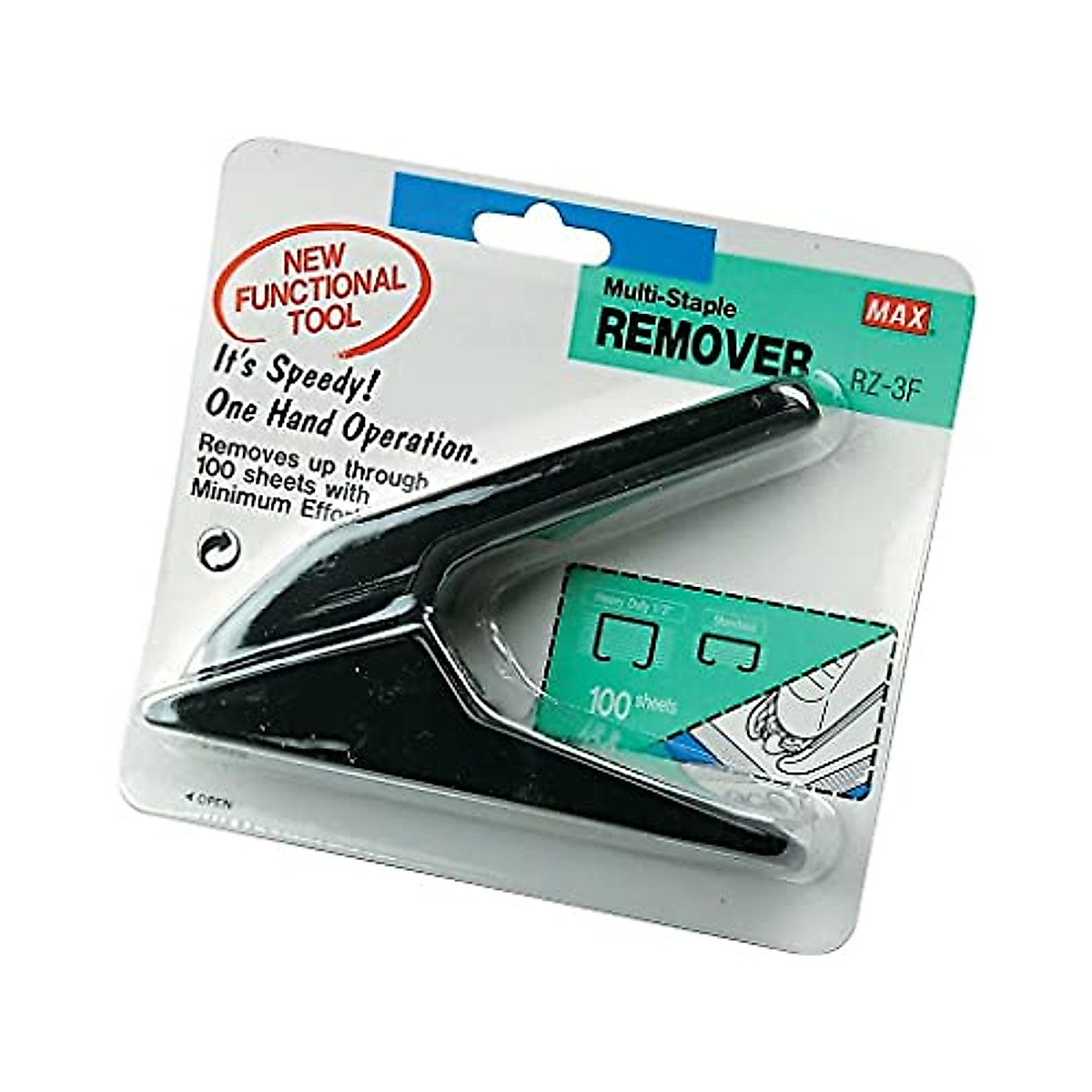 Max RZ3F Heavy-Duty Staple Remover, Black