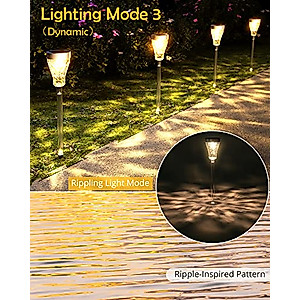 JACKYLED 8 Pack Solar Pathway Lights with Ripple Effect, 3 Modes, Solar Walkway Lights Outdoor Waterproof Garden Landscape Decorative Lighting Auto On/Off for Path Driveway Backyard Lawn