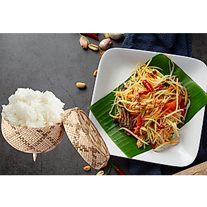 Heavens Tvcz Sticky Rice Cooker Steamer Handmade Natural Thai Bamboo Small Pot Insert Wicker Cooking Glutinous Rice Free Cheesecloth Filter Free, 5.00 x 4.50 x 2.50 inches