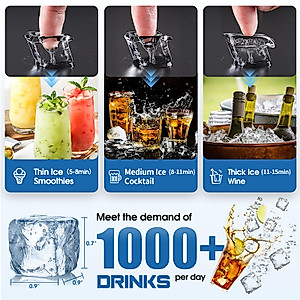 COTLIN Commercial Ice Maker Machine 320LBS/24H with 100LBS Storage Bin, 26” Air Cooled Under Counter Ice Machine with 10LBS Ice Bags Freestanding Clear Cube Ice Maker for Home Bar Restaurant, 115V