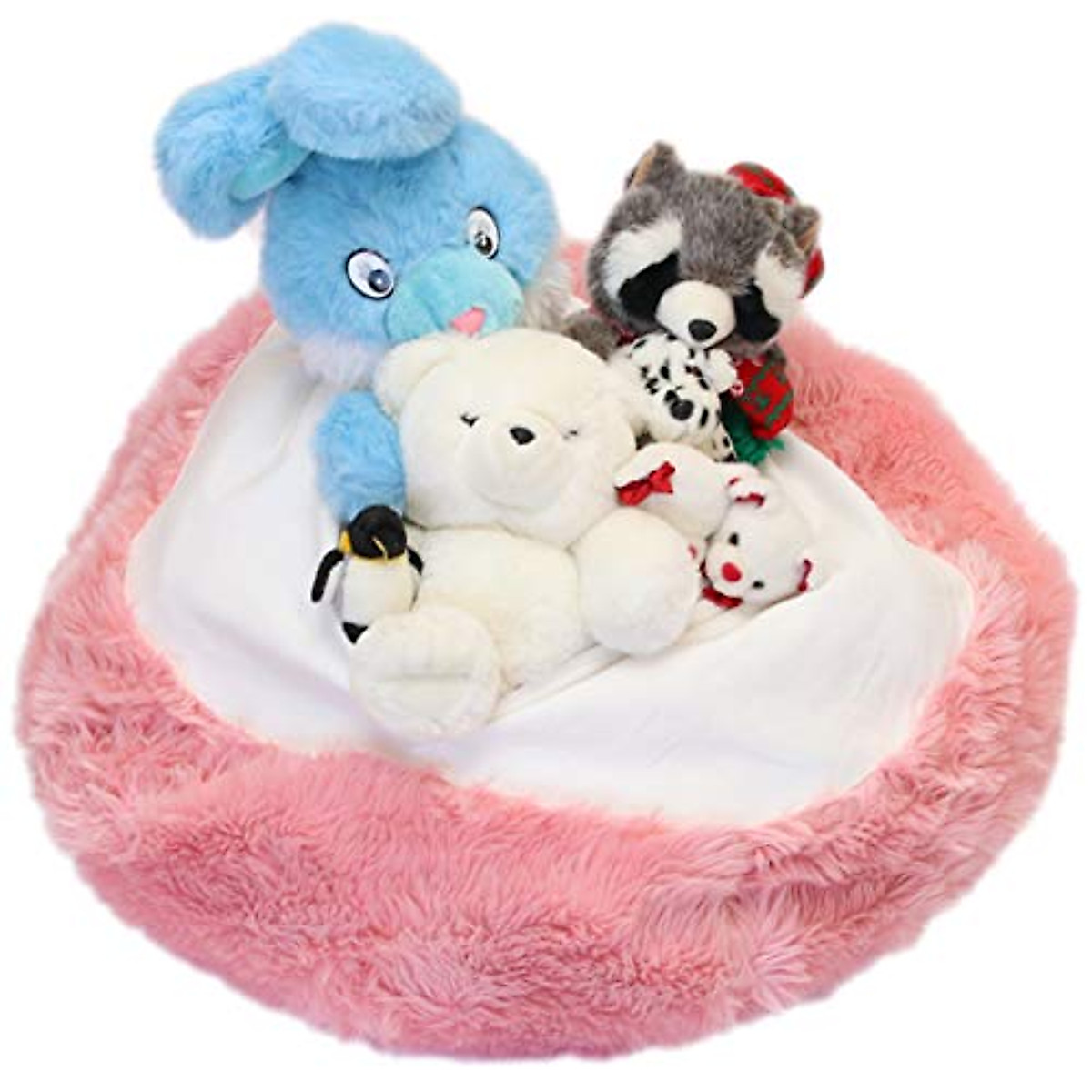 Fluffy Stuffs | Super Soft Furry Stuffed Animal Storage Bean Bag Chair Cover for Kids | Premium Plush Fur | Canvas Handle | Make Bedroom Clutter Comfortable and Fun for Children | Machine Washable