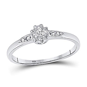 10kt White Gold Round Diamond Solitaire Bridal Wedding Engagement Ring 1/20 Cttw