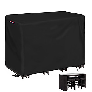 Loenel Outdoor High Top Patio Dining Table Cover, Heavy Duty Waterproof Patio Bar Height Table and Chair Cover for Rectangular 60" Long Bar Height Dining Furniture Set - 60"L x 41"W x 41"H
