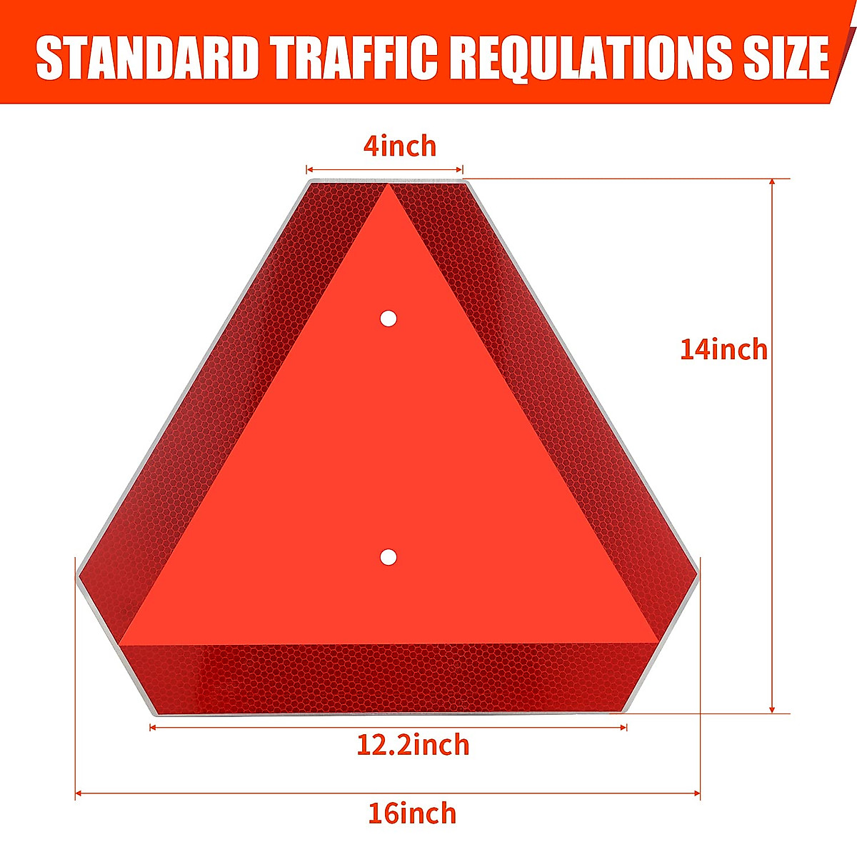 Slow Moving Vehicle Sign,Slow Moving Vehicle Triangle Sign,Aluminum 14"x16"3M Reflective for Golf Cart