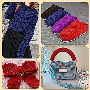 3 PCS 120g Soft Chenille Yarn Velvet Yarn for Crocheting,Fluffy Yarn for Knitting and Croche DIY Craft,Warm Yarn for Bag Hat Scarve Clothe Gloves Slippers Doll(Red)