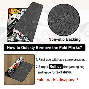 Lacut Game Rug Teen Boys Carpet with Game Controller Decoration, 3D Gaming Rugs for Boy’s Bedroom Living Room Playroom, Non-Slip Gamer Carpet Children Gaming Area Rugs (63"x47")