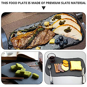 DOITOOL 1pc Slate Dinner Plate Fruit Dessert Storage Plate Slate Boards for Food Slate Dish Sushi Boat Snack Plates Vinegar Dish Fettuccine Noodles Natural Slate Plate Decorate Flat Plate