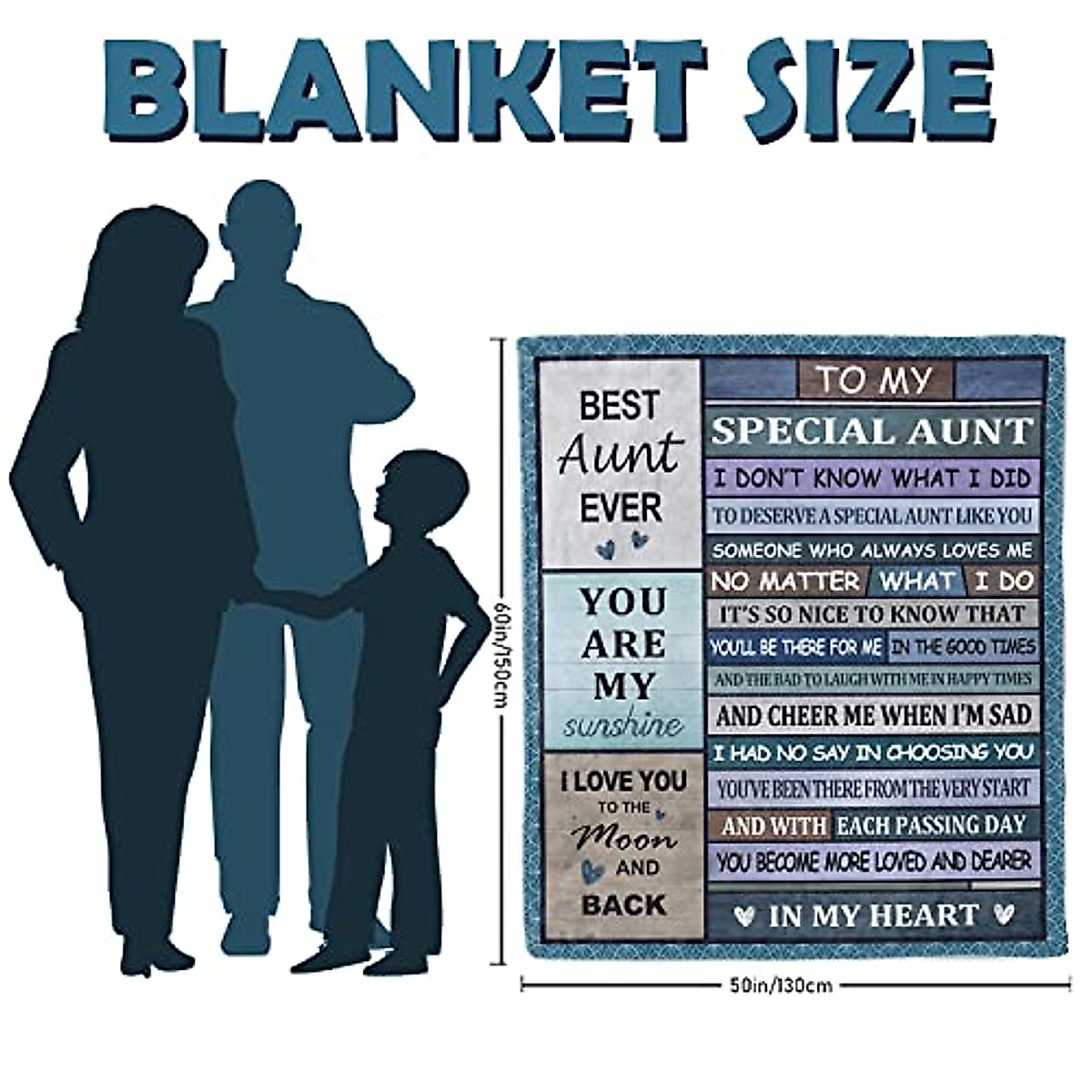 Rqhoqci Aunt Gifts Blanket 50"x60" - Auntie Blanket from Niece - Unique Gifts for Aunts - Birthday Gifts for Aunt from Niece and Nephew - Aunt Gifts for Birthday Mothers Day Christmas