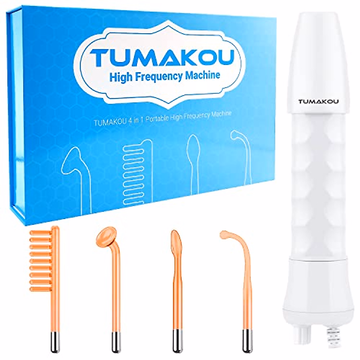 High Frequency Facial Machine - TUMAKOU Portable Handheld High Frequency Facial Skin Wand Machine with 4 Different Tubes