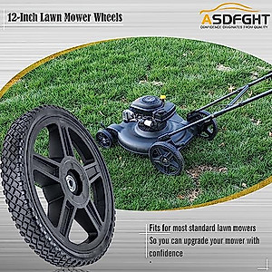12-Inch Lawn Mower Wheels (2-pack) Fits Most Standard push Lawn Mowers, Inner and outer bearing structure - Includes Bolts, Nuts. (Also available in 6-in, 7-in, 8-in, 10-in and 14-in wheels)