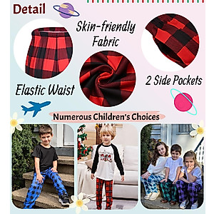 Ekouaer Boys Pajama Pants Long Sleep Pants Soft Elastic Waist Pajama Bottoms Plaid Lounge Pants with 2 Pockets