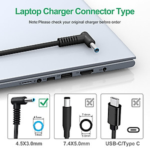 135W 90W HP Laptop Charger for HP Spectre x360 CTO 15t-df100, HP Pavilion Gaming 15 17 ec0013dx 15-ec0751ms HP OMEN 15-dc 17-an,L15534-001 TPN-DA11 TPN-CA13 AC Adapter Power Cord