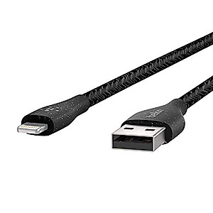Belkin DuraTek Plus USB Lightning Cable - USB-A Cable with Leather Strap - Ultra-Strong Charging Cable With Flexible Insulation - Compatible with iPhone, iPad, Airpods and More - 6ft/1.8m (Black)