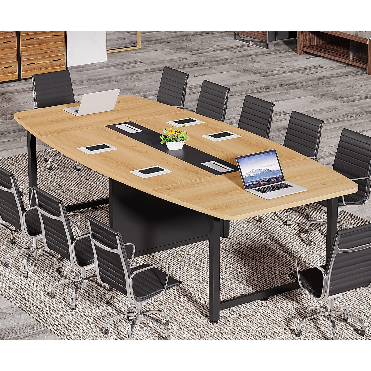 Tribesigns 8FT Conference Table, 94.5L x 47.2W inch Large Meeting Table, Modern Rectangular Seminar Table for Office Meeting Conference Room, Metal Frame