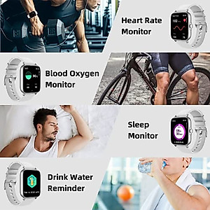 Smart Watch with Phone Function, Make/Answer Call AI Voice Control, Smartwatch with 28 Sport Modes Pedometer Blood Oxygen Heart Rate Sleep Monitor, Fitness watch for Android and IOS Phones Men Women