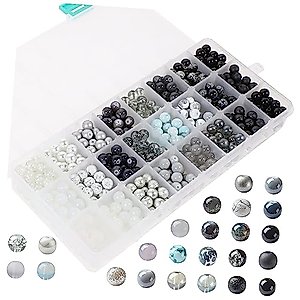SEWACC 1 Box Round Beads Crystal Glass Beads Kit Kats in Bulk Beads in Bulk Beads for Bracelets Making Loose Gemstone Beads DIY Necklace Loose Beads Spacer Beads for Jewelry Making Manual