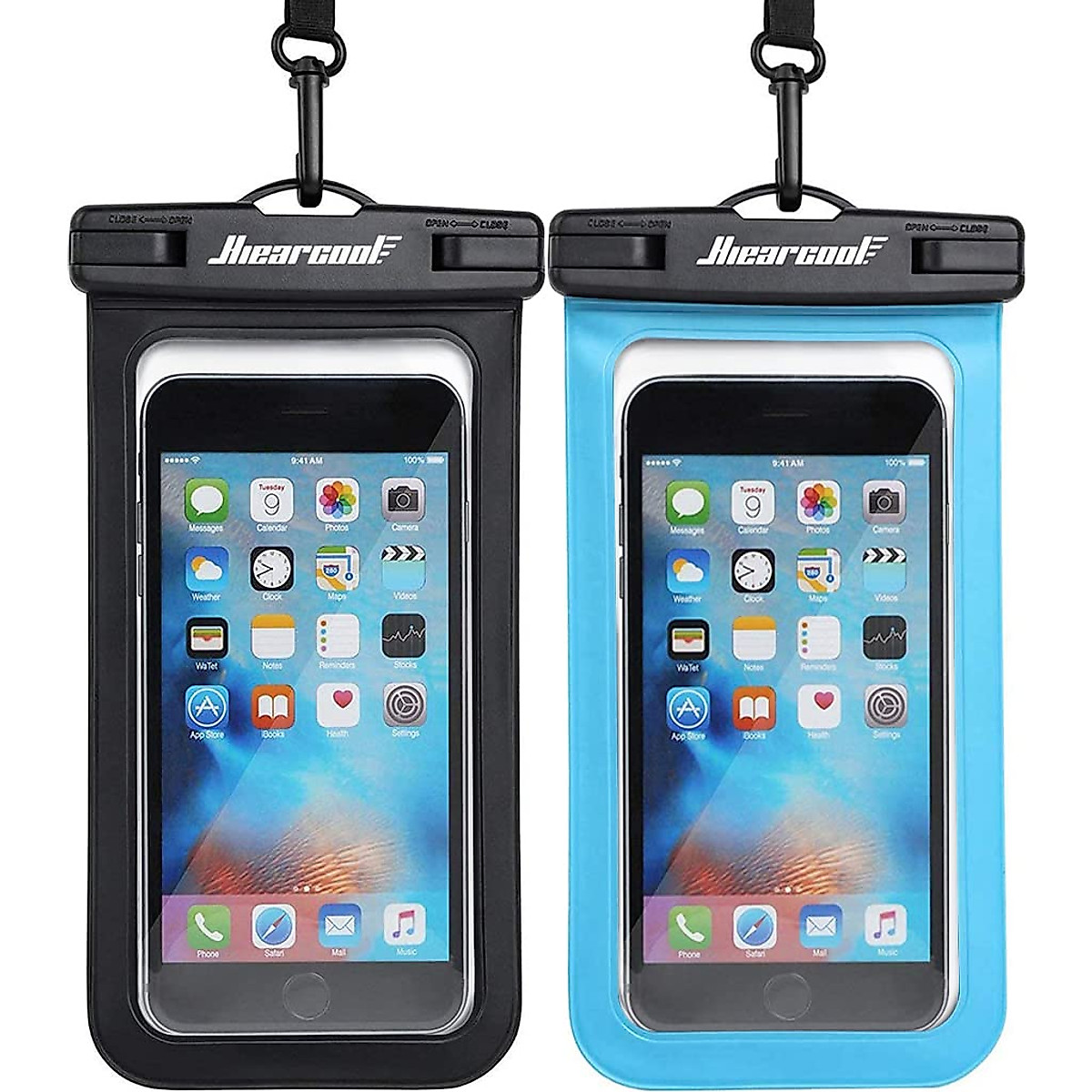Hiearcool Universal Waterproof Case, Waterproof Phone Pouch Compatible for iPhone 16 15 14 13 Pro Max XS Plus Samsung Galaxy S22 Cellphone Up to 8.3", IPX8 Cellphone Beach Bag for Travel - 2 Pack