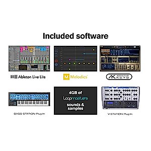 Novation Launchkey 25 MK3 USB MIDI Keyboard 25 Keys Controller with Software Pack of Ableton Live Lite and 4 GB of Loopmasters Sounds & Samples w/Mackie CR3-X Pair Studio Monitors & Instrument Cables