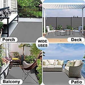 OutdoorLines Portable Tarp Outdoor Rugs for Patio 8 x 10 ft - UV and Weather Resistant Patio Carpet, Stain Resistant Plastic RV Camping Mats for Porch, Garden, Camper and Picnic, Gray