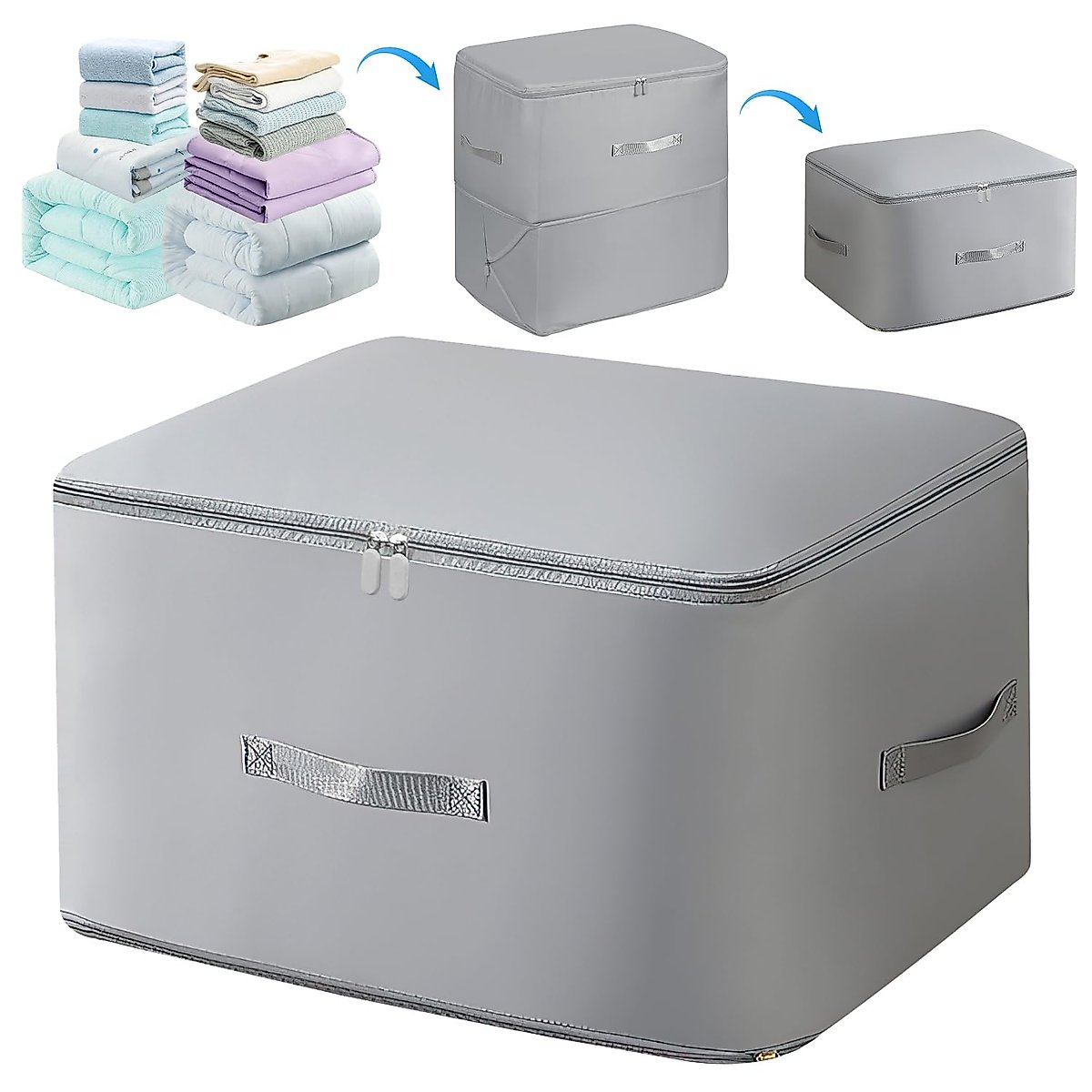 Generic Ultra Space Saving Self Compression Organizer, Heavy Duty Moving Bags, Storage Tote for Space Saving, Self Compression Moving Organizer Bag for Comforters, Bedding, Clothes (Grey, X-Large)