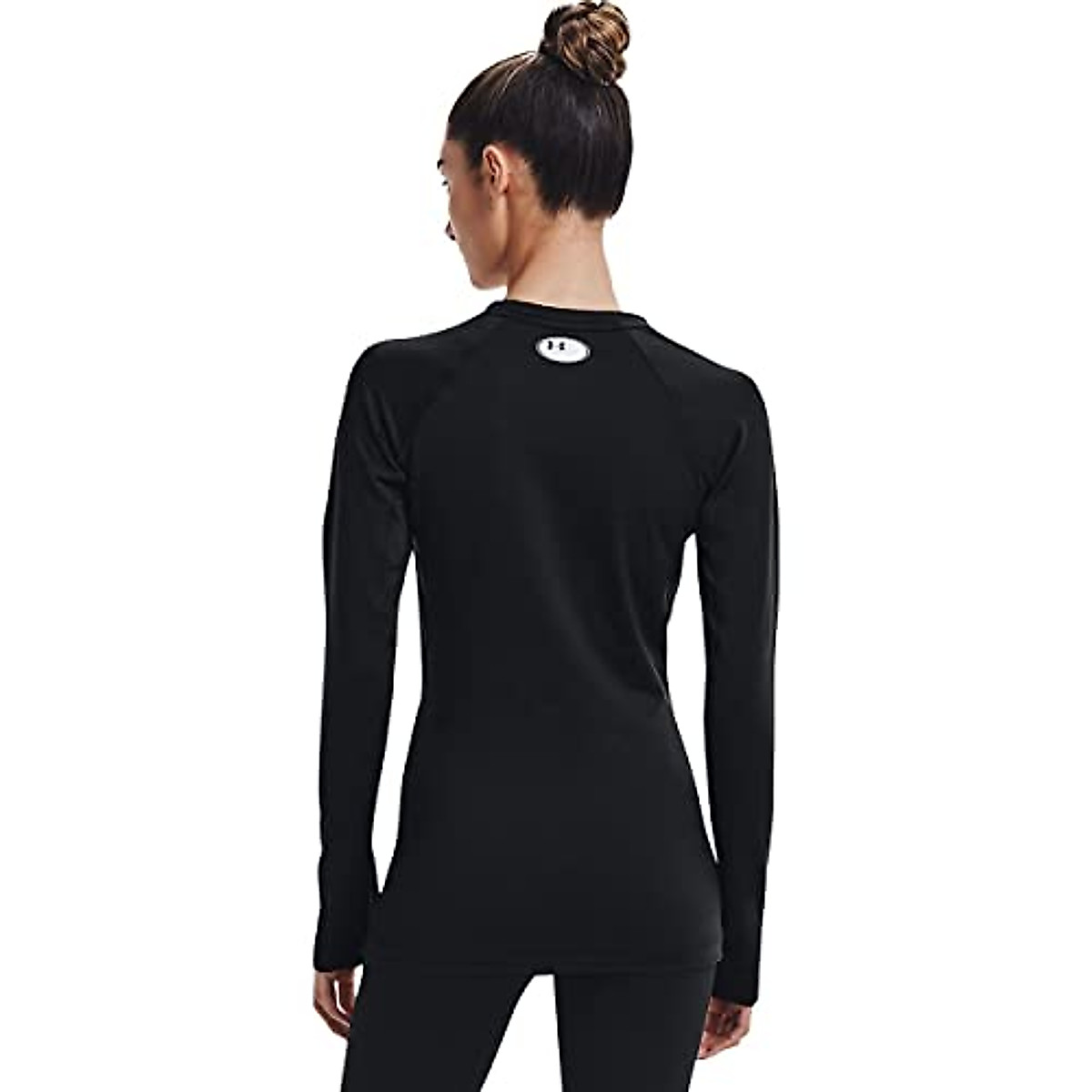 Under Armour Womens Authentics Long Sleeves Crew Neck T-Shirt, Black (001)/White, X-Large