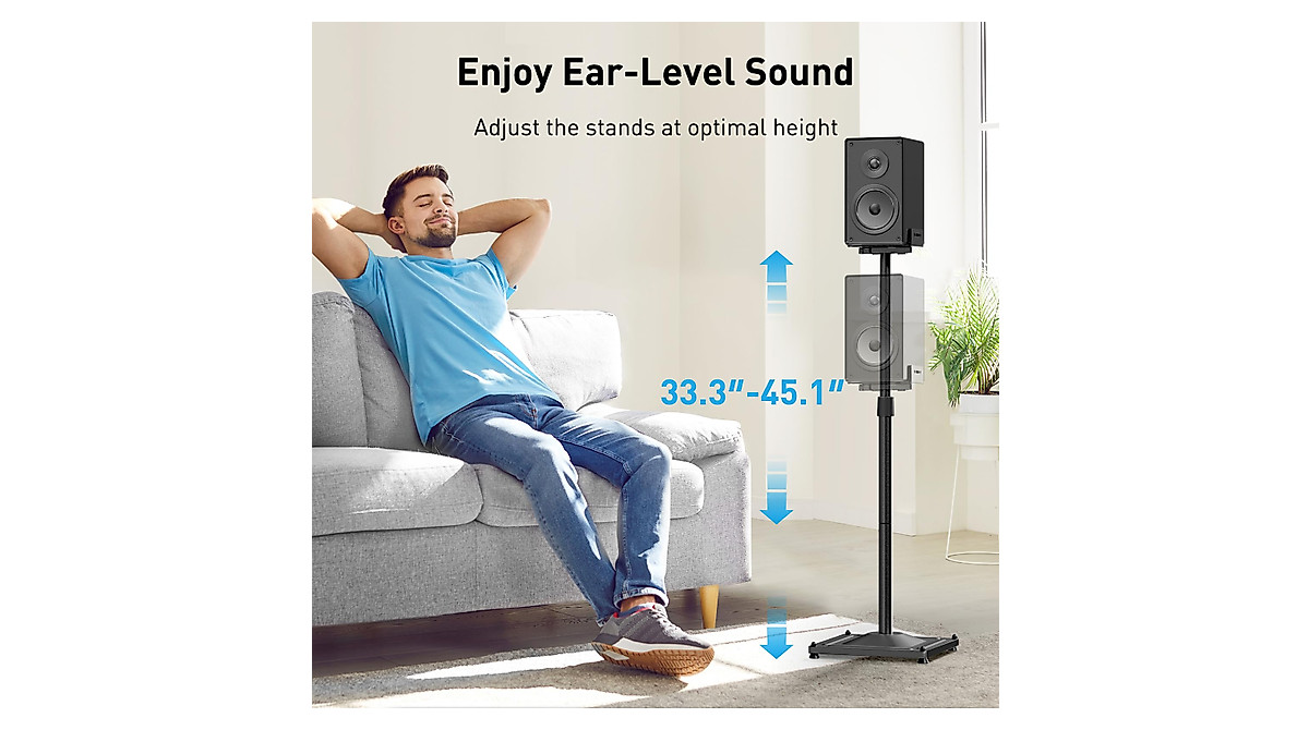 PERLESMITH Universal Speaker Stands for Surround Sound, Holds up to ...