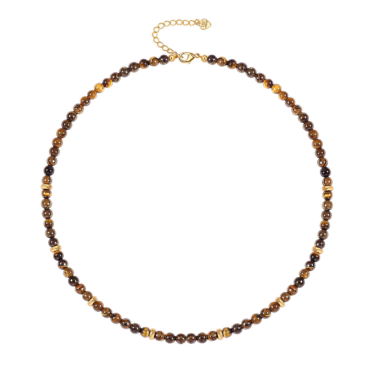 SOFYBJA Boho Gemstone Tiger Eye Stone Beaded Choker Necklace for Women 18K Plated Gold Beads Necklace Handmade Jewelry
