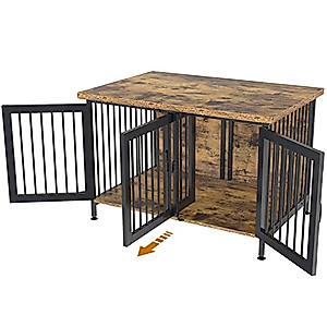GDLF Double Dog Crate with Divider for 2 Small Dogs or 1 Dog, Furniture Style Kennel Indoor Cage with Removable Panel (Int.dims:36.2”Wx24.5”Dx21”H)