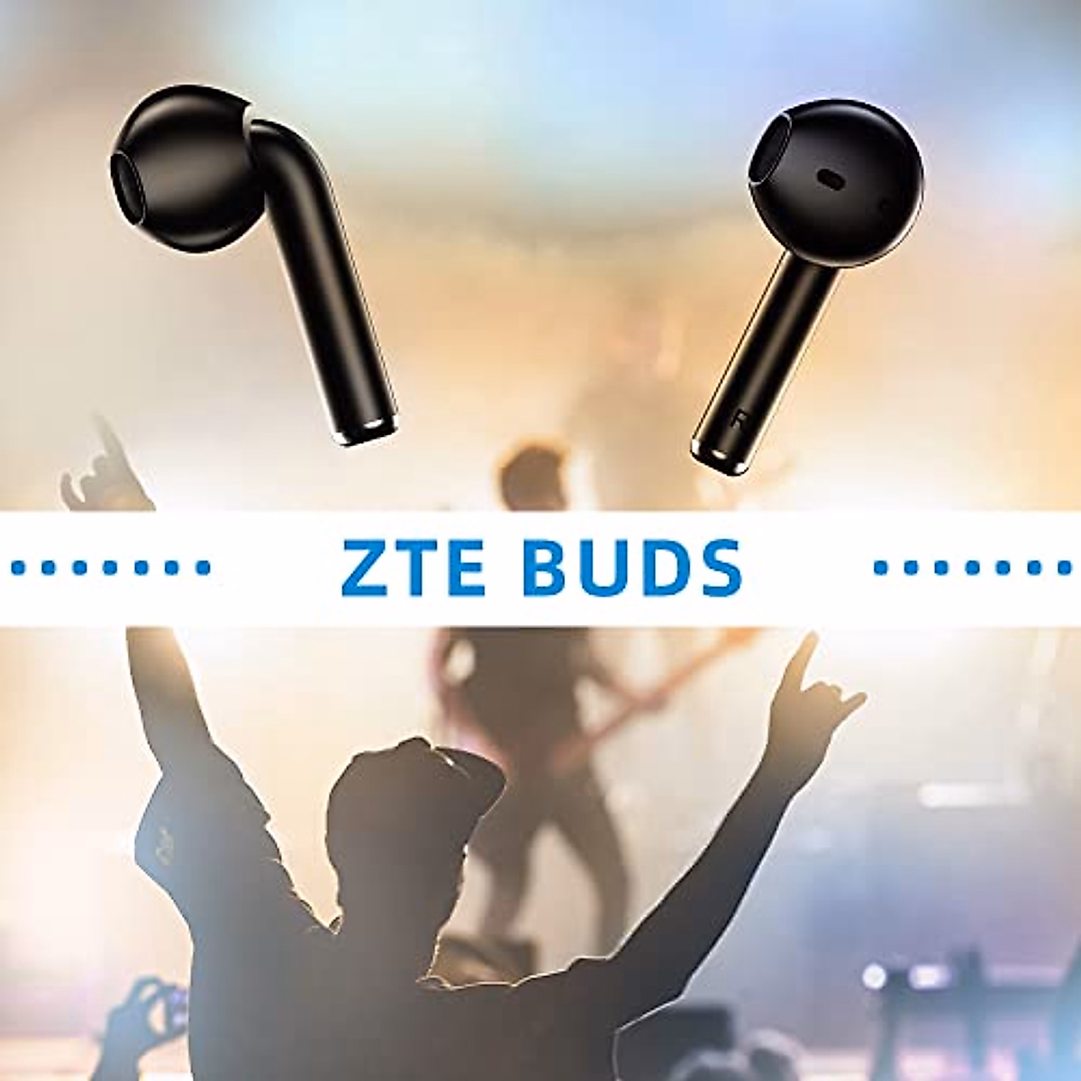 ZTE Buds- Noise Canceling Wireless Earbuds,Bluetooth Earphones,Waterproof IPX4 Low Latency in Ear Headphones-Suitable for Android and iOS,Black