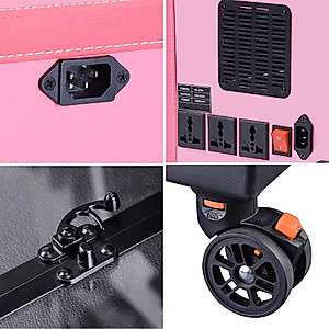 Pink Rolling Makeup Case with Mirror Light Pro Large Cosmetic Artists Hair Stylist Barber Organized Trolley Lockable