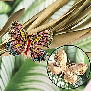 Hicarer 6 Pieces Women Brooch Set Crystal Pin Brooch Colorful Animal Shape Brooch Pin for Women Girls Party Favors (Dragonfly, Butterfly, Hummingbird, Owl, Peacock, Bee Design)