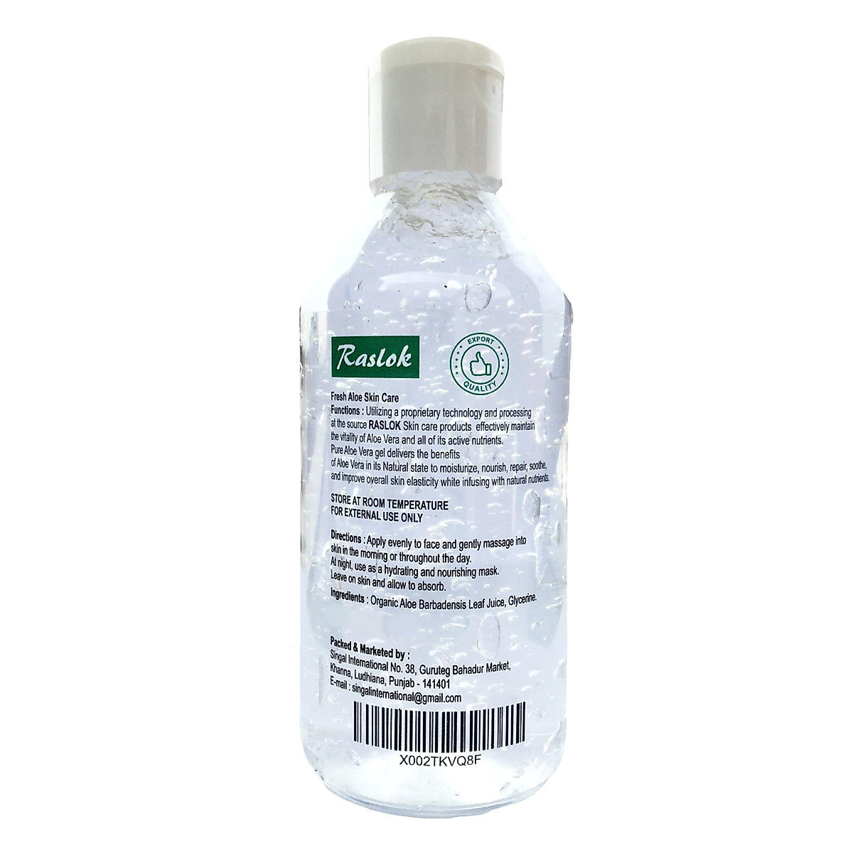 Raslok Aloe Vera Gel | 100% Pure Natural Aloe Gel For Moisturizing Face Skin & Hair Care,Durable Moisturizing Hydrating Soothing, Non-Sticky (7.76 OZ)