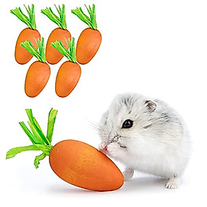 Niteangel Hamster Chew & Decor Toys - for Syrian Dwarf Hamsters Gerbils Mice Lemming Degu or Other Small-Sized Pets (Carrot-Shape (Pack of 6))