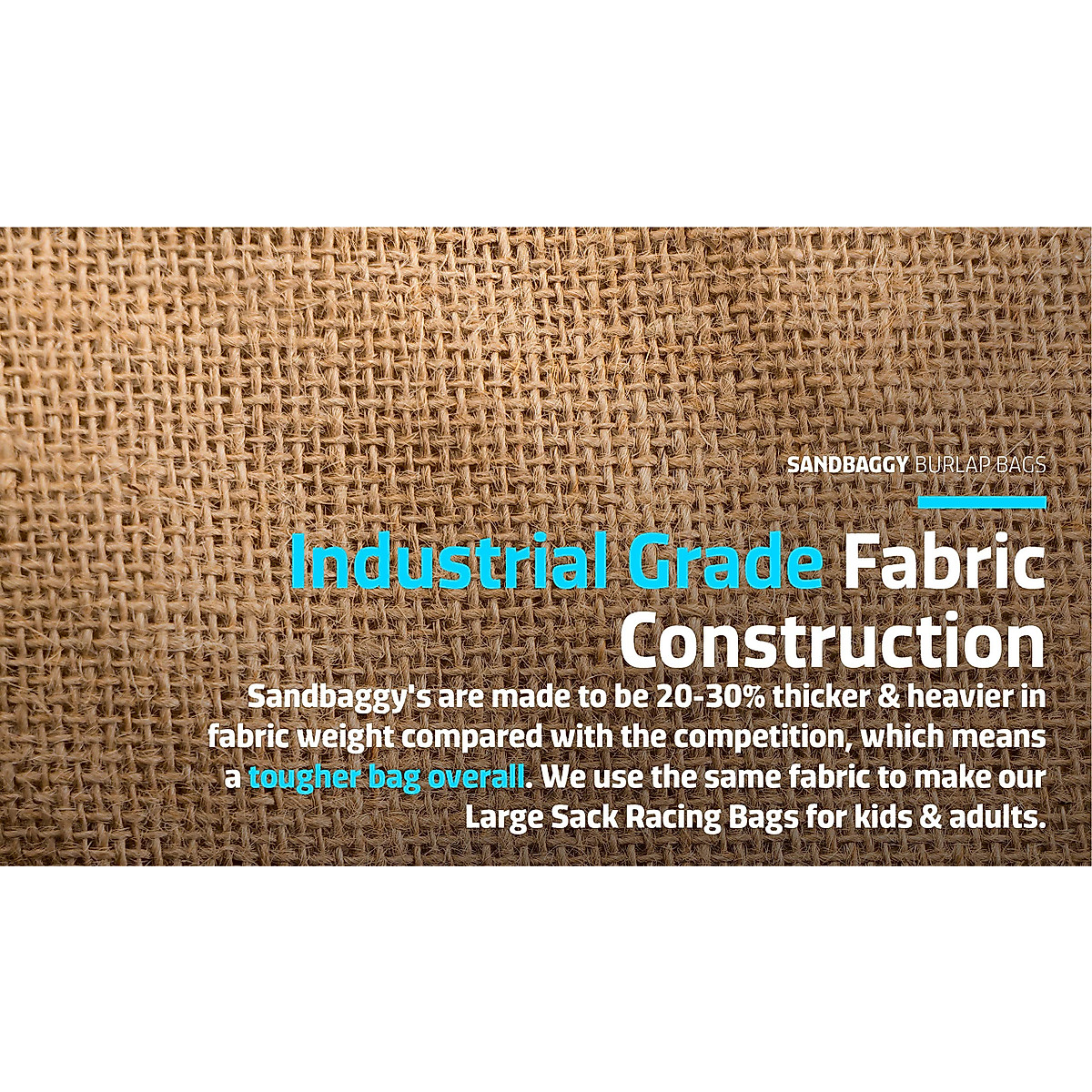 Sandbaggy Burlap Sand Bag - Size: 14" x 26" - Sandbags 50lb Weight Capacity - for Flooding, Flood Water Barrier, Tent Sandbags, Store Bags - Sand Not Included (5 Bags)