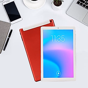 DAKR HD Tablet, Red 10.1in Tablet 1960x1080 IPS for Studying (EU Plug)