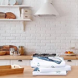 6 Pcs Beach Kitchen Towels Ocean Animal Bathroom Dish Towel Set Nautical Themed Hand Towels Summer Sea Soft Tea Towel Absorbent Dish Cloths for Kitchen Decorative Home, 15.7 x 23.6 Inch (Cute Style)