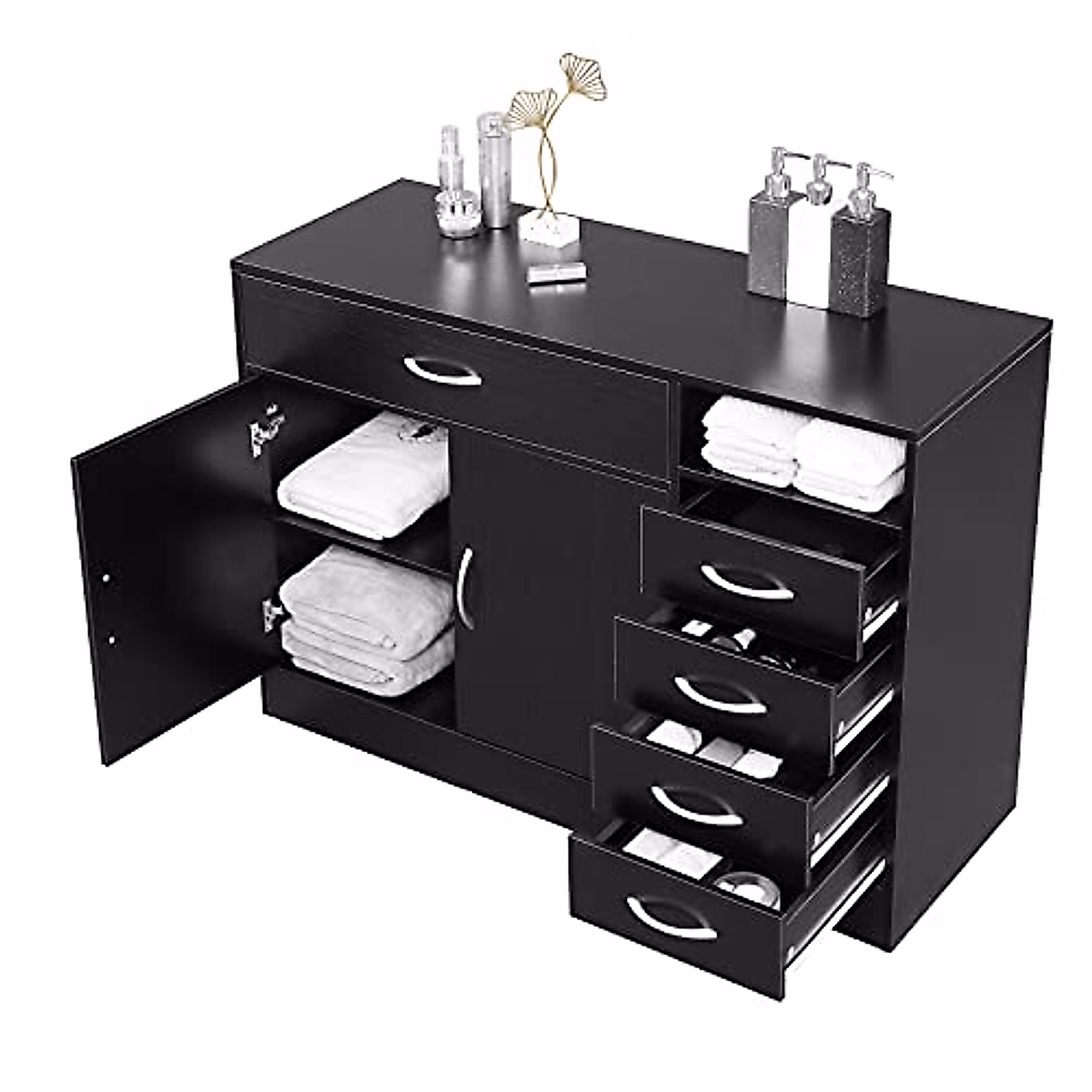 Black Bathroom Cabinet Bathroom Organizer Countertop Cabinet Organizer, Kitchen Cabinet Pantry Organizers and Storage Accent Buffet Sideboard for Living Room and Kitchen 41.34"L x 15.75"W x 29.13"H