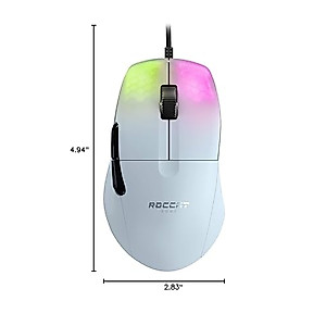 ROCCAT Kone Pro PC Gaming Mouse, Lightweight Ergonomic Design, Titan Switch Optical, AIMO RGB Lighting, Superlight Wired Computer Mouse, Titan Scroll Wheel, Bionic Shell, 19K DPI, White