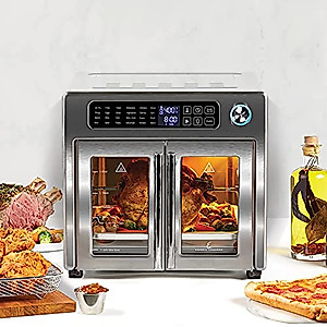 Emeril Lagasse 26 QT Extra Large Air Fryer, Convection Toaster Oven with French Doors, Stainless Steel (Renewed)