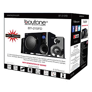 Boytone BT-210FD, Ultra Wireless Bluetooth Main unit, Powerful Sound with Powerful Bass System 30 watt, Excellent Quality Clear Sound & FM radio, with Remote Control Aux Port, SB/SD/ for Smartphone's , Tablets , Desktop Computers , Laptops ,Black Color