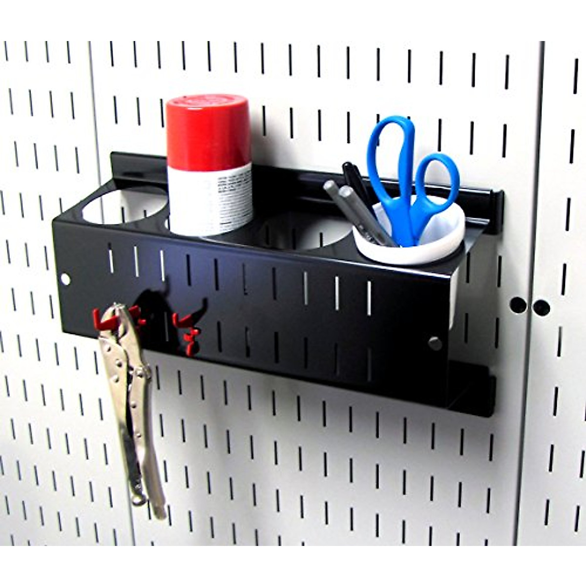 Wall Control Pegboard Spray Can Holder Bracket and Aerosol Can Organizer for Wall Control Pegboard and Slotted Tool Board – Black