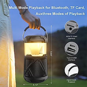 RIDALUX Portable Bluetooth Speakers LED Atmosphere Camping Lantern Outdoor, IPX6 Waterproof Wireless Speaker with LED Lights for Patio, Yard, Party, Hiking, Gift for Men Women Fathers