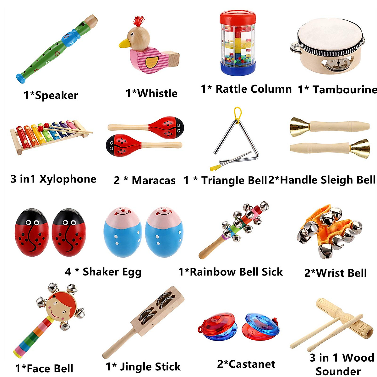 Yopay Toddler Musical Instruments, Kids Wooden Percussion Instruments Toys, Baby Rhythm Music Education Toys Set for Preschool Educational Early Learning, Boys and Girls with Storage Bag