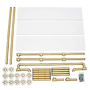 HYYKJ-US 3 Layer Shelves Wall Mounted Clothes Rail Shelf Multifunctional Garment Rack Towel Rack Vintage Clothes Rack Clothing Organizer for Retail Entryway Bedroom Balcony Indoor Use Home Decor Gold