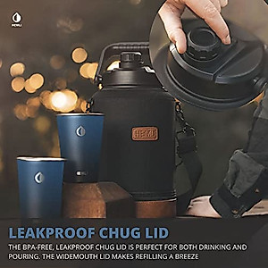 HEMLI One Gallon Water Bottle Insulated, 128 oz Insulated Stainless Steel Water Bottle, One Gallon Jug, Double Wall Vacuum-Sealed Insulated Beer Growler, with Carrying Case