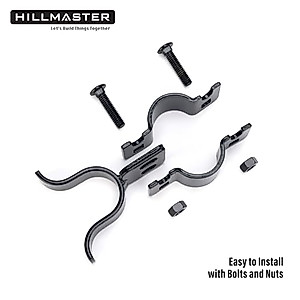 HILLMASTER 1-3/8"x1-3/8" Chain Link Fence Fork Latch,Gate Fork Latch with Padlock Hole,Fence Latch Lock with Bolts and Nuts,Gate Hardware Gate Latches for Metal Gates,Black Powder Coated,2 PCS