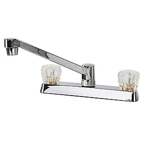 Empire Faucets RV Kitchen Faucet - Chrome Centerset Swivel Kitchen Spout with Dual Crystal Handles for Petite Kitchens