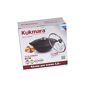 Aluminum Wok Kazan Cooking Pot Non-Stick Kazan for Making Pilaf with Glass Lid 3.7-qt. (3.5 L) Camping Cookware Dutch Oven Kitchen Pot