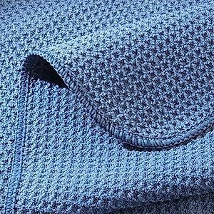 POLYTE Premium Microfiber Kitchen Dish Hand Towel Waffle Weave 12 Pack (16x28 in, Dark Blue, Gray, Off White)